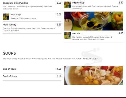 FAVs menu in Amarillo, Texas, USA