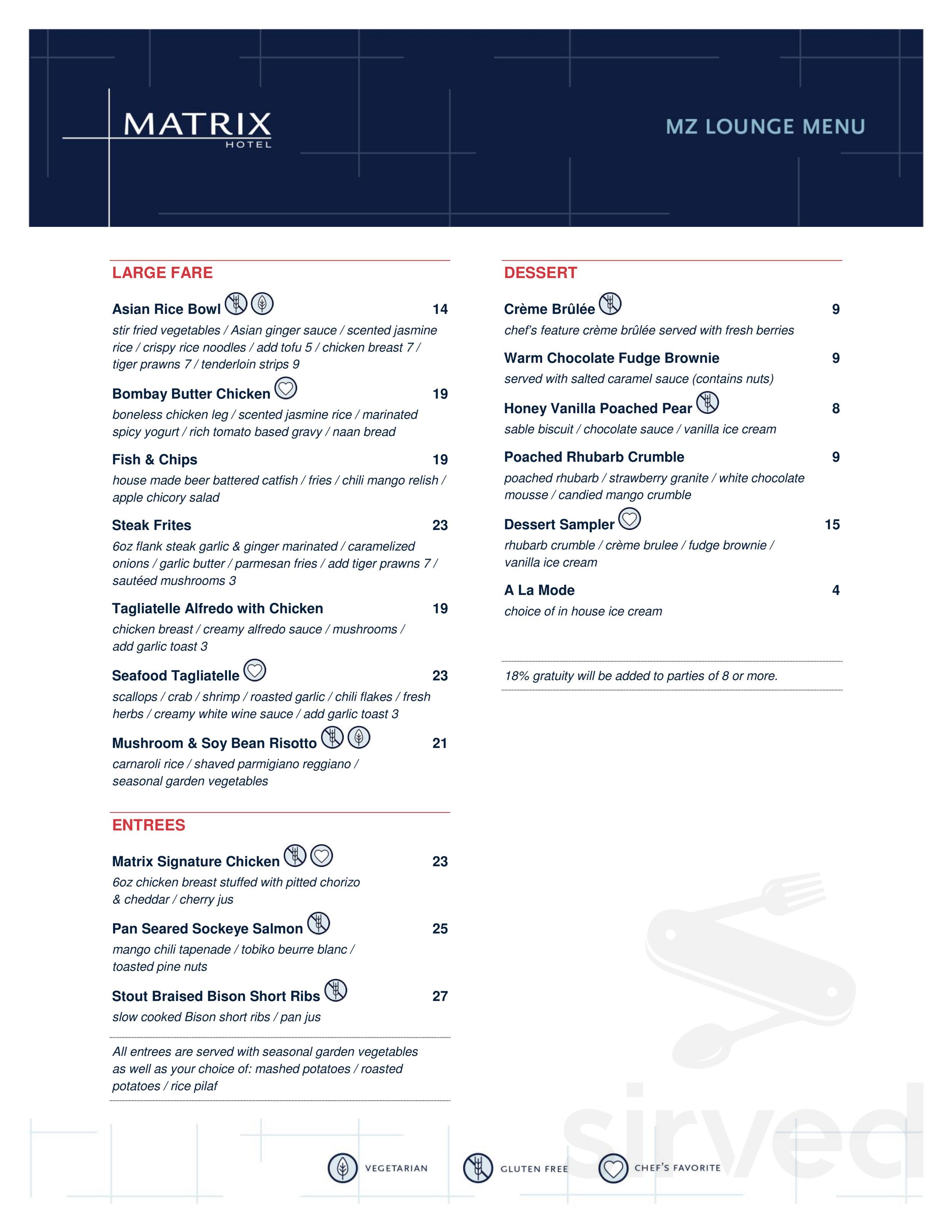 Menu - Edmonton AB's Loft106 | Sirved