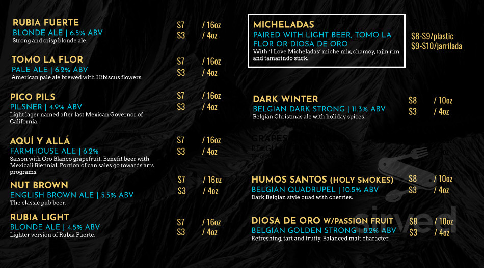 Brewjeria Company menu in Pico Rivera, California, USA