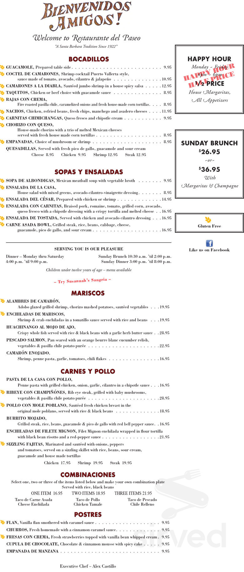 Menu - Santa Barbara CA's El Paseo Restaurant | Sirved