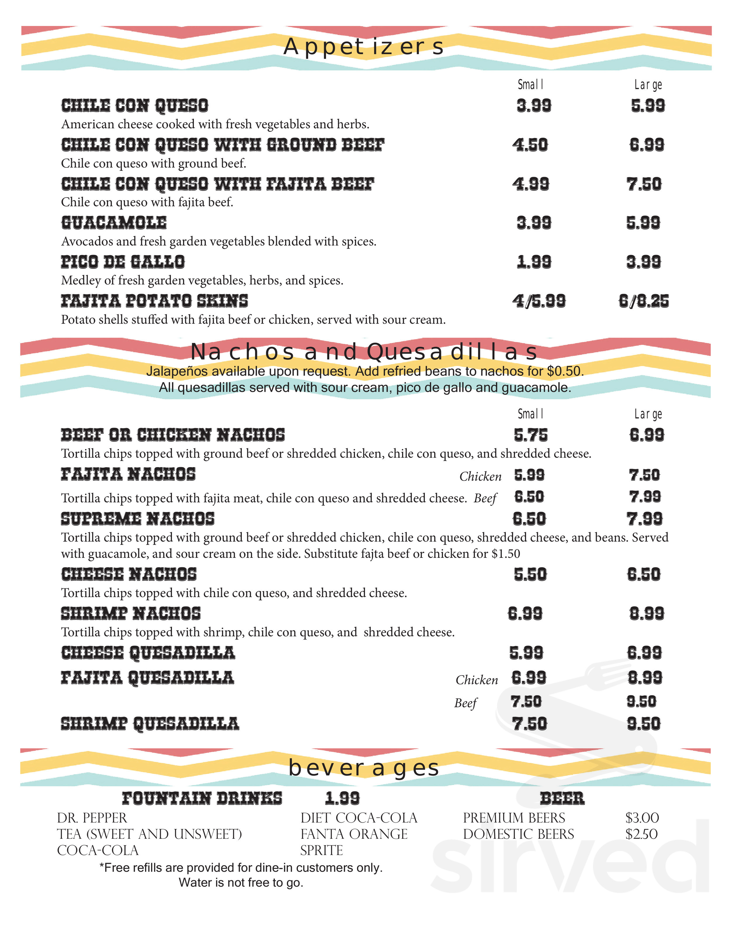 Nopalitos Mexican Restaurant menu in Anahuac, Texas, USA