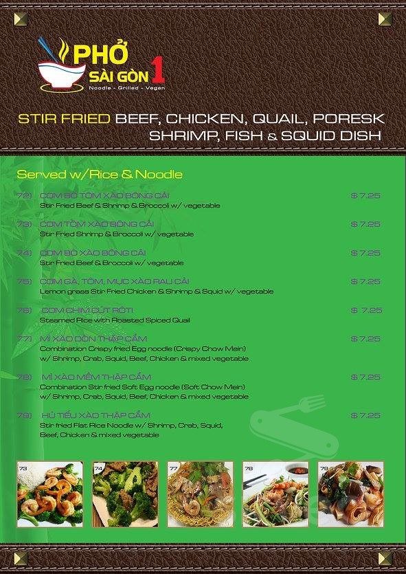 Phở Saigon 1 menu in Chatsworth, California, USA