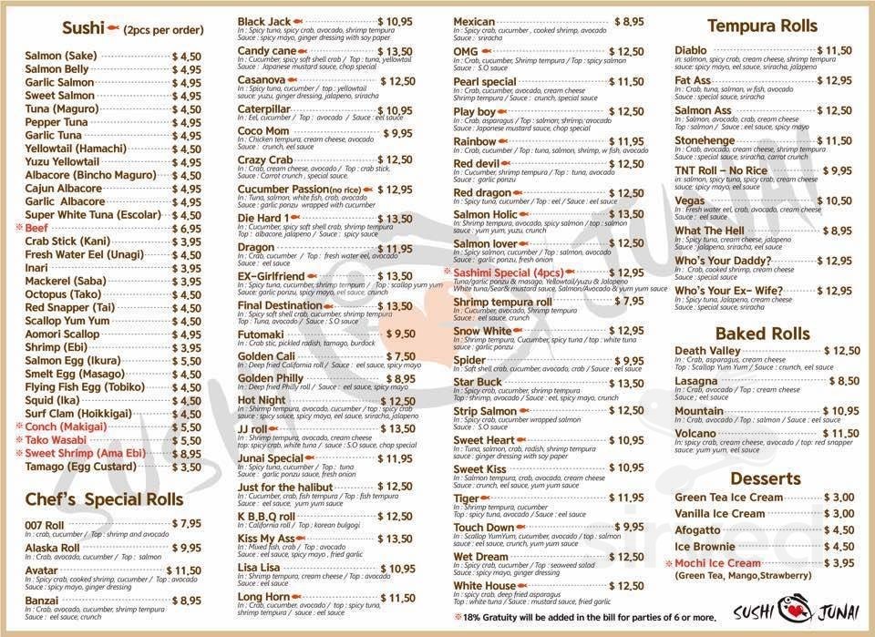 SUSHI JUNAI 1 menu in Austin, Texas, USA