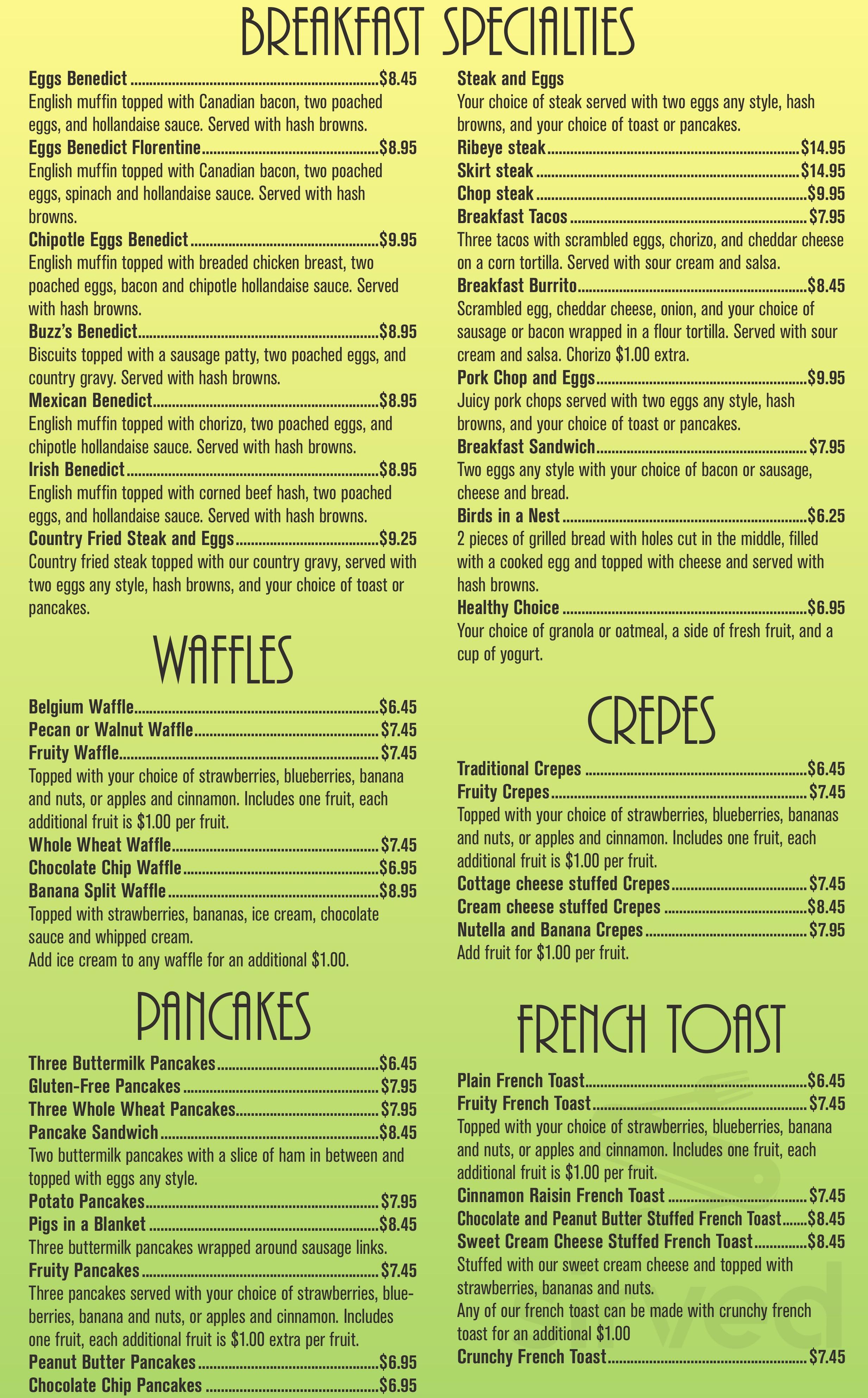 Gina's Teardrop Cafe menu in New Lenox, Illinois, USA