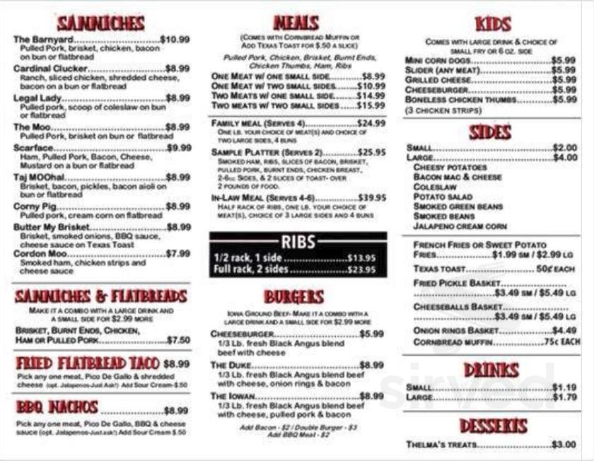 Menu For Moo s BBQ In Newton IA Sirved Menu For Moo s BBQ In Newton IA Sirved