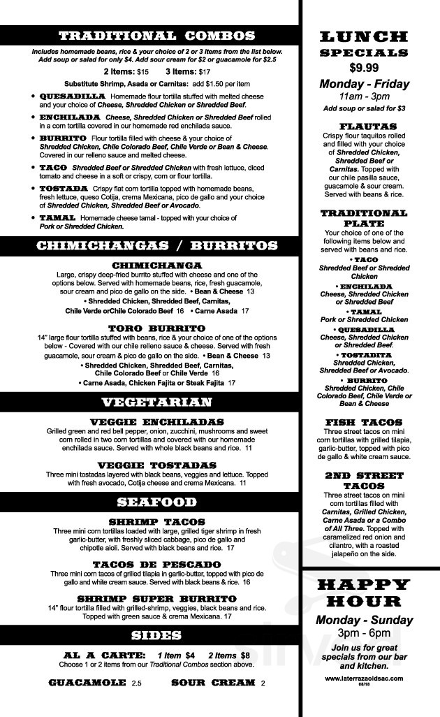 La Terraza menus in Sacramento, California, United States