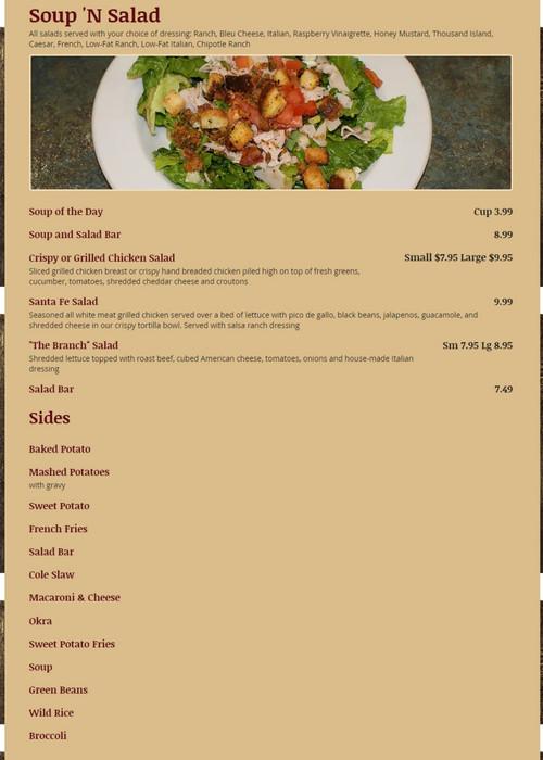 Angus Branch Steakhouse menu in Monett, Missouri, USA