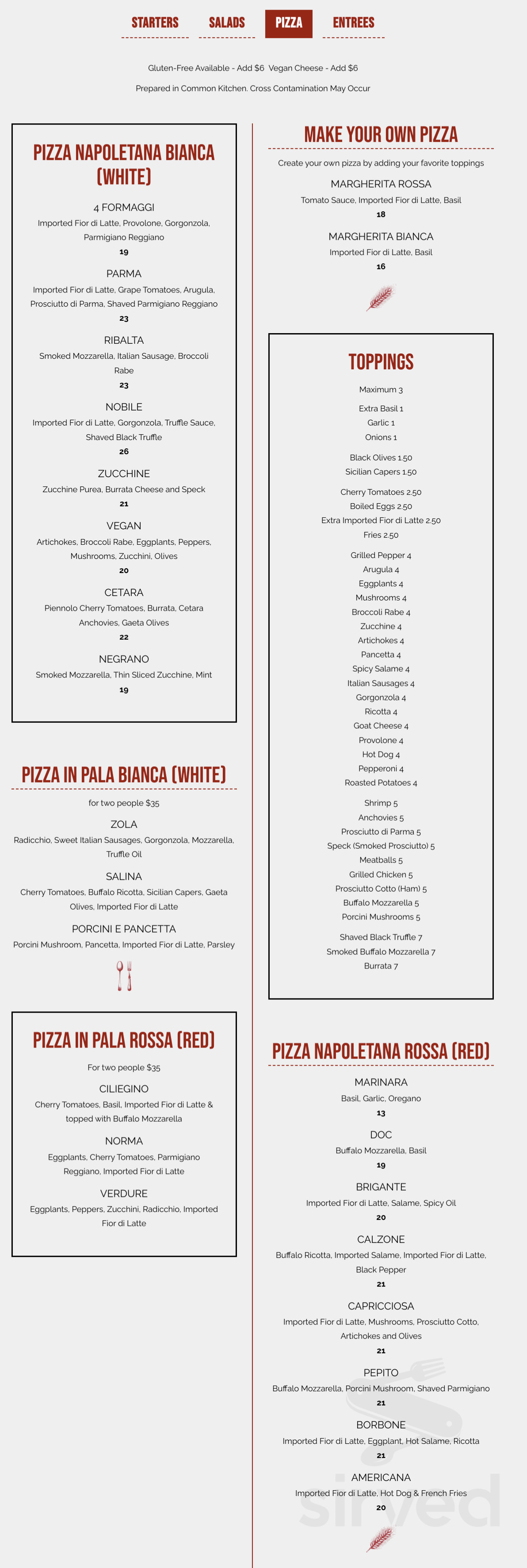 Ribalta menu in New York, New York, USA