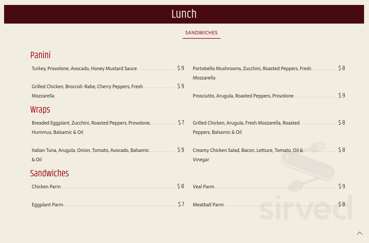 Portofino's Restaurant menu in Morristown, New Jersey, USA