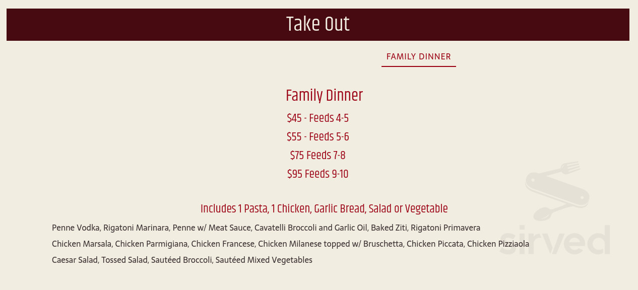 Portofino's Restaurant menu in Morristown, New Jersey, USA