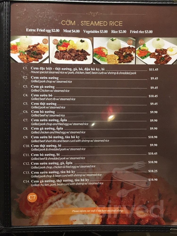 Menu - Vaughan ON's Pho Metro Vaughan | Sirved