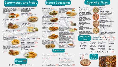 Oakley Tavern menu in Oakley, California, USA