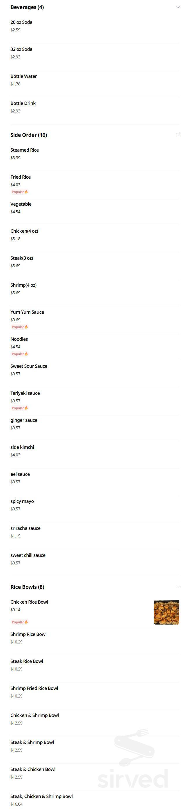 Menu - Macon GA's Sakura Poke & Hibachi | Sirved