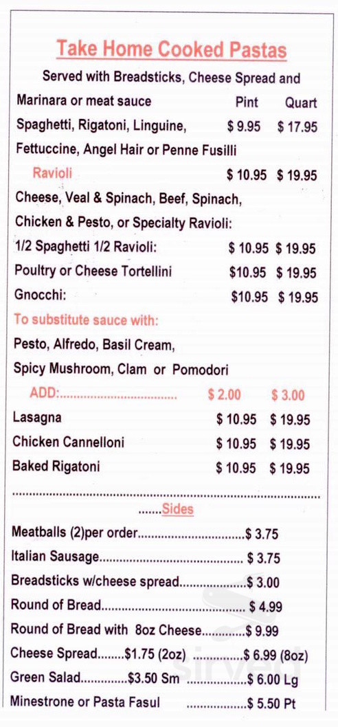 Menu - Saratoga CA's Florentine Trattoria | Sirved