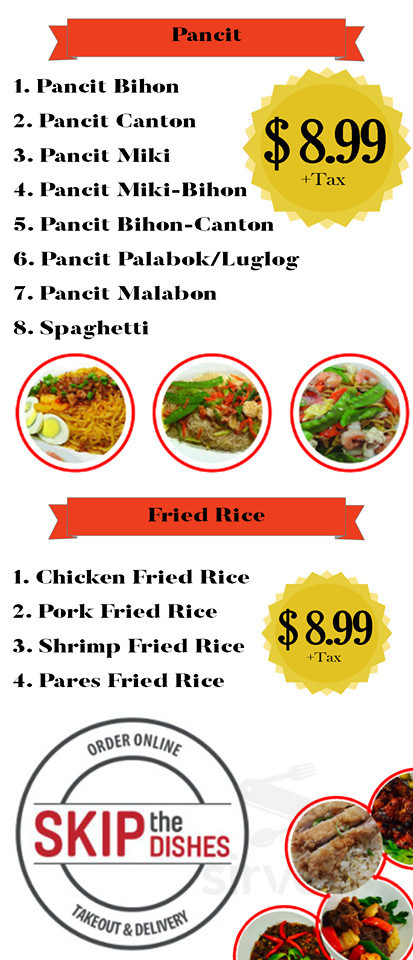 Tagpuan menu in Scarborough, Ontario, Canada