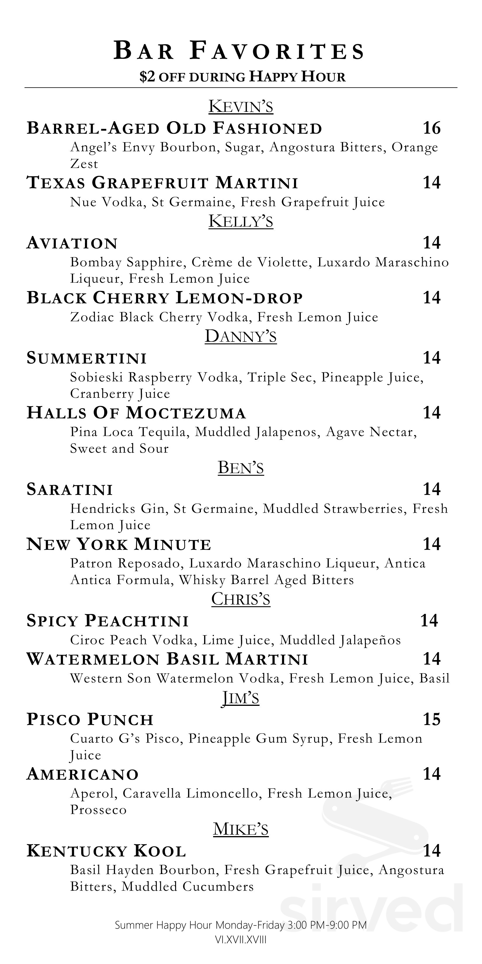 Al Biernat's menus in Dallas, Texas, United States
