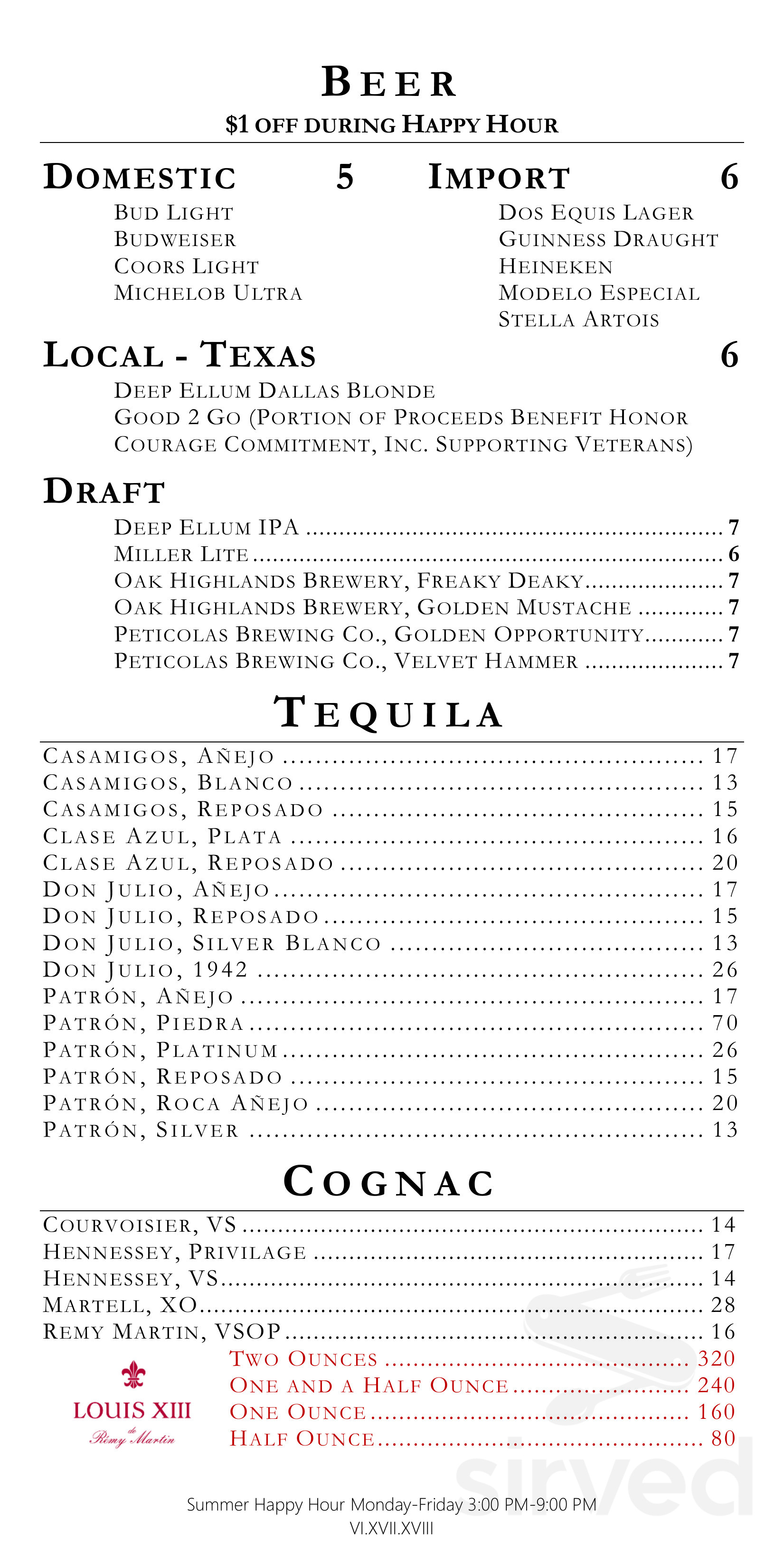 Al Biernat's menus in Dallas, Texas, United States