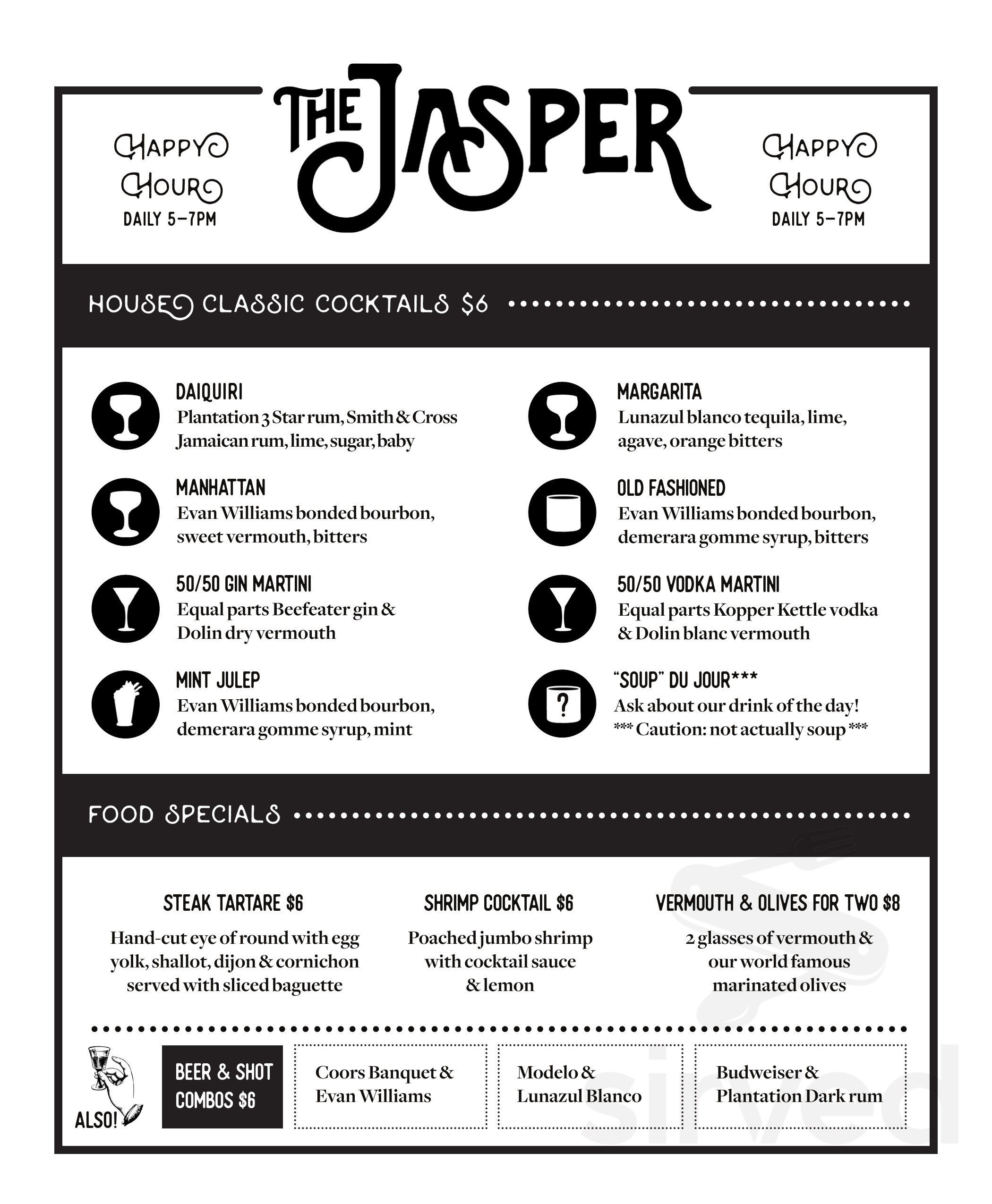 The Jasper menu in Richmond, Virginia, USA