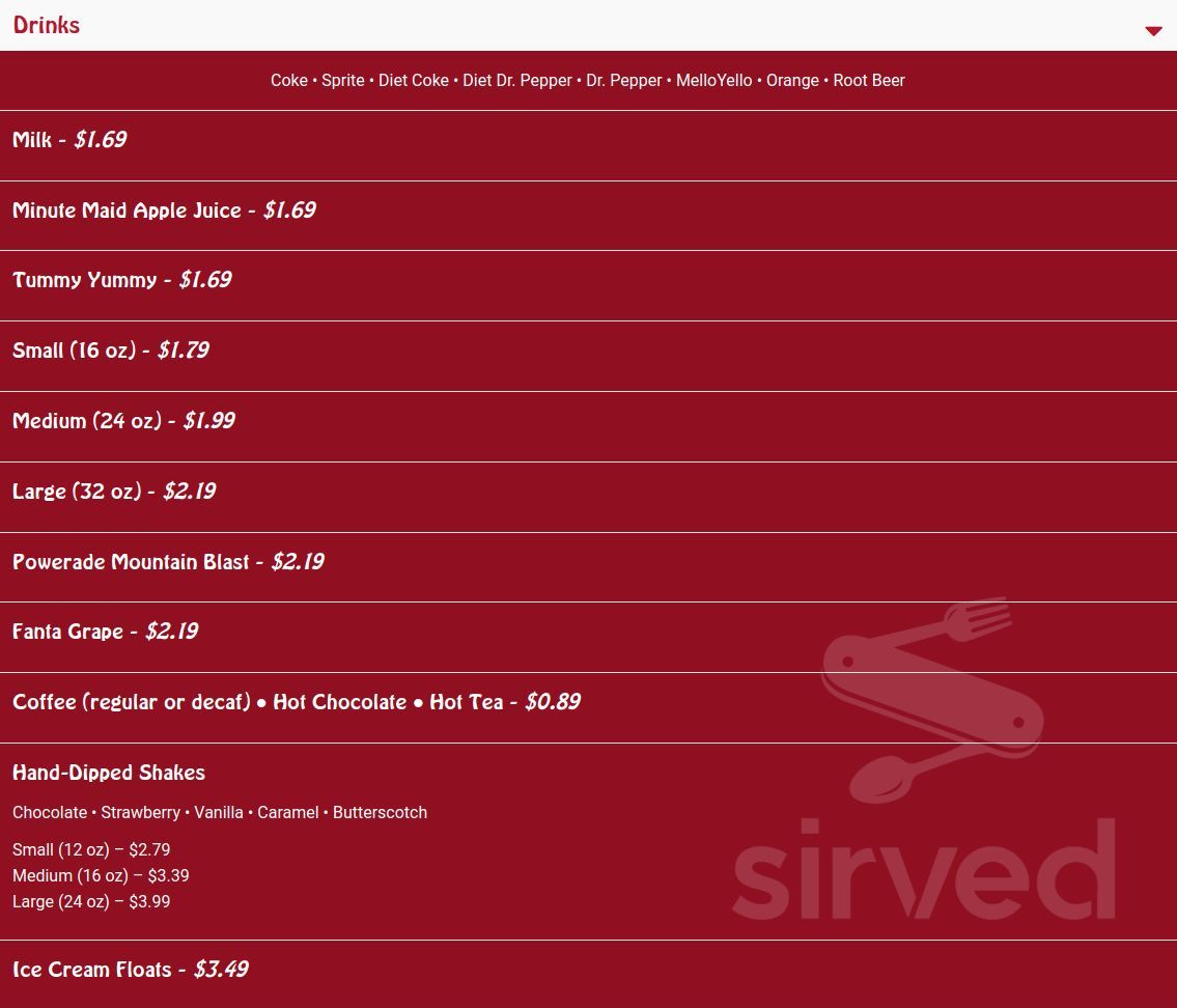 The Chuck Wagon menu in Fairview Heights, Illinois, USA