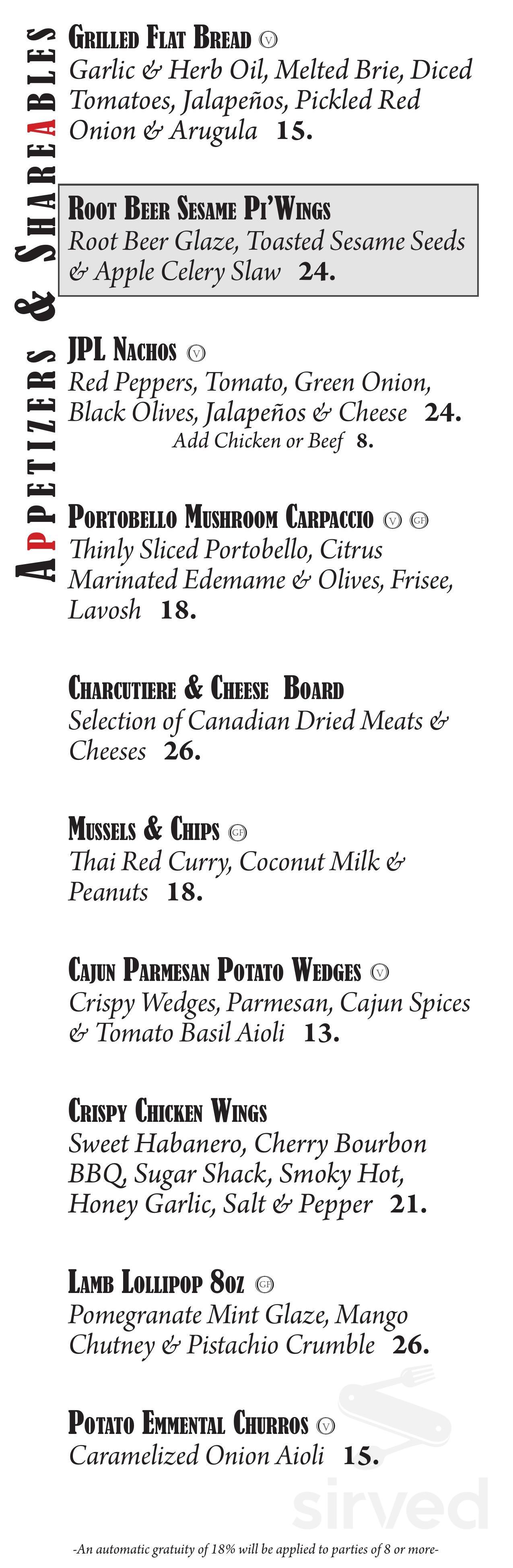 Menu - Jasper AB's The Emerald Lounge | Sirved