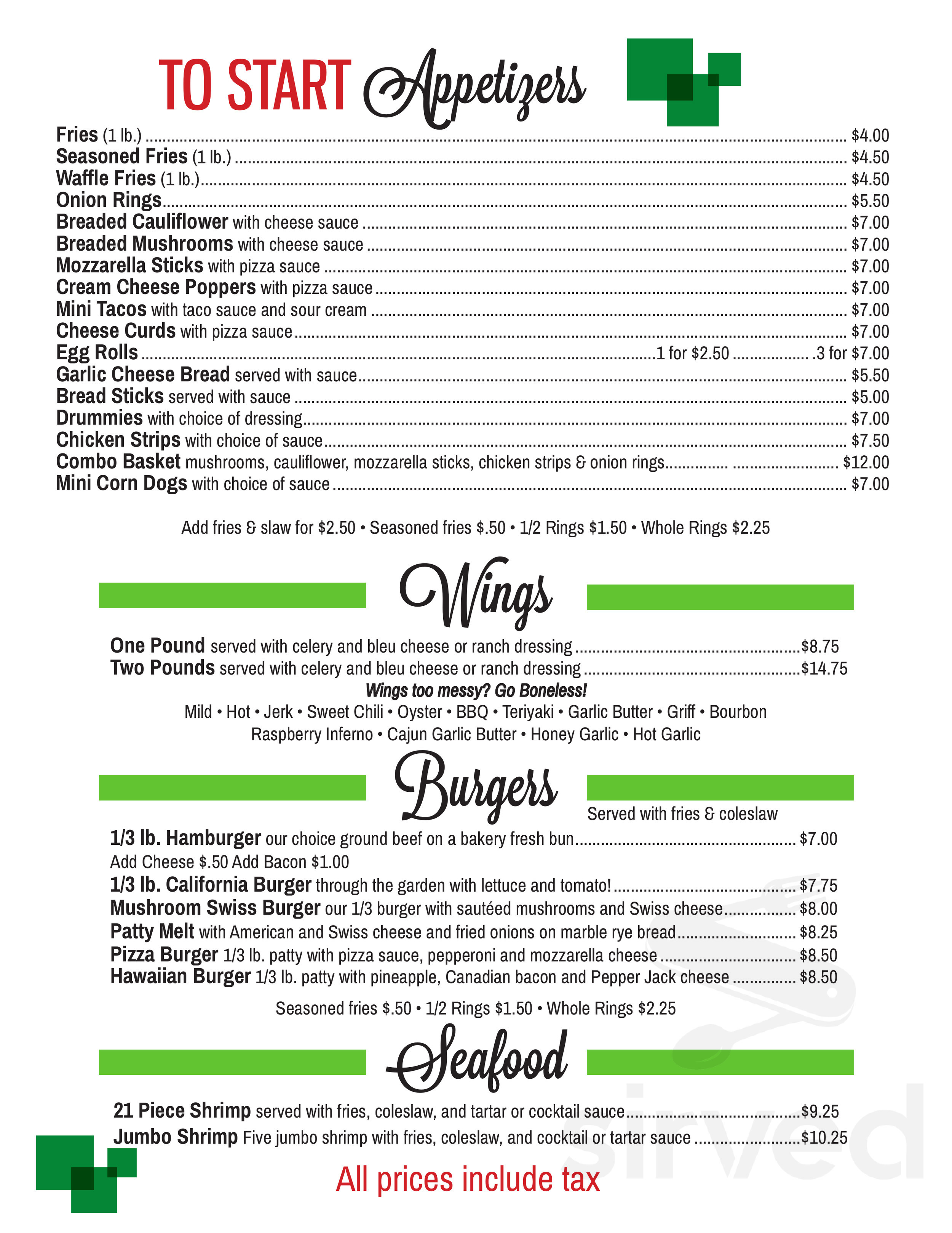 Snickers Pizza & Pub menu in Chisholm, Minnesota, USA