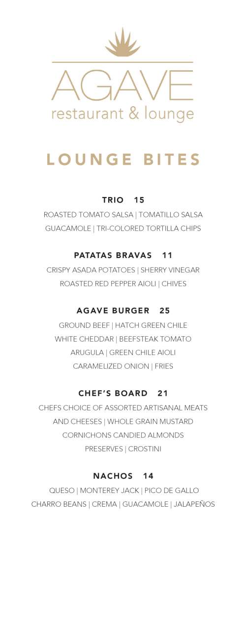 AGAVE Restaurant & Lounge menu in Santa Fe, New Mexico, USA