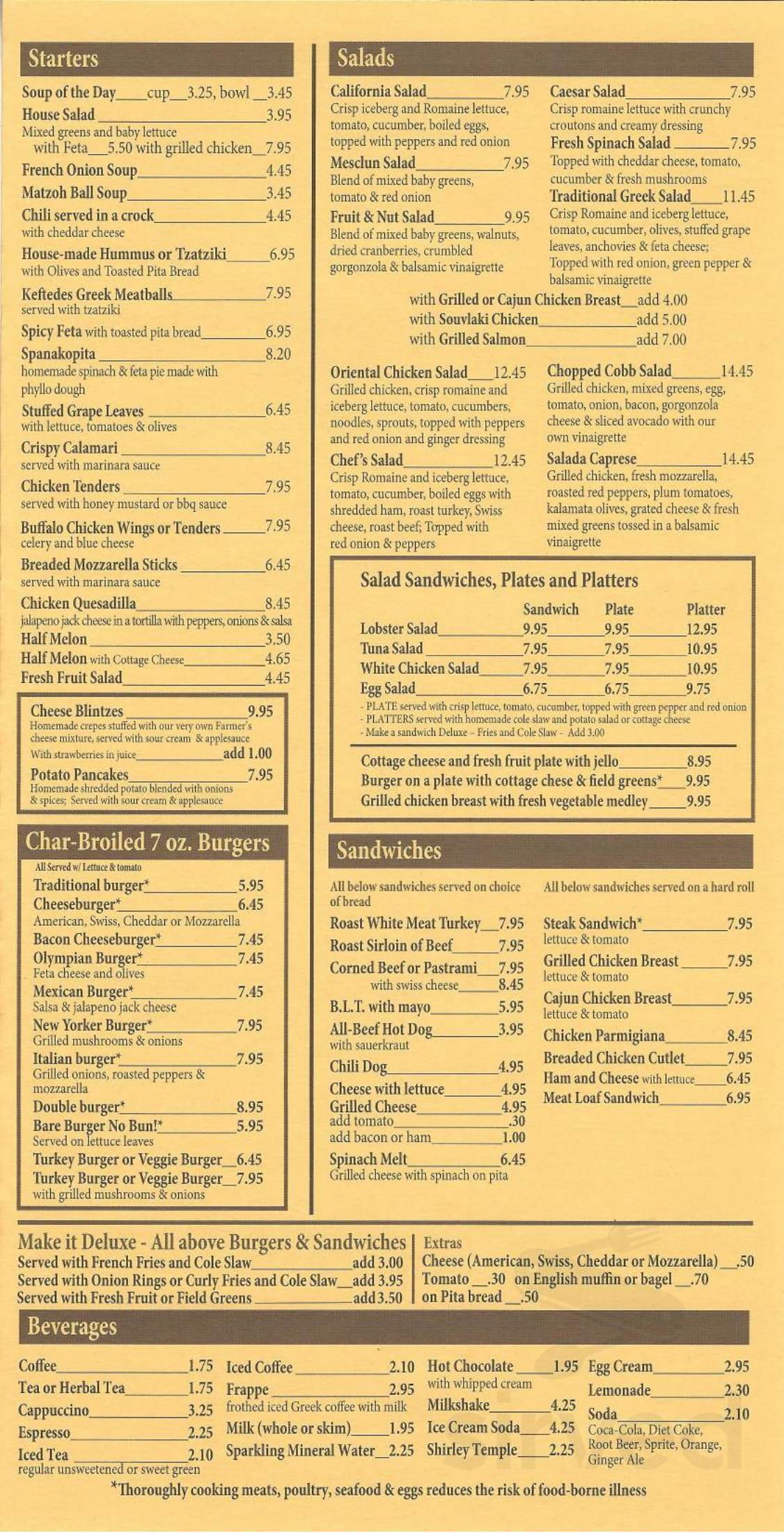 Monroe Diner menu in Monroe, Connecticut, USA