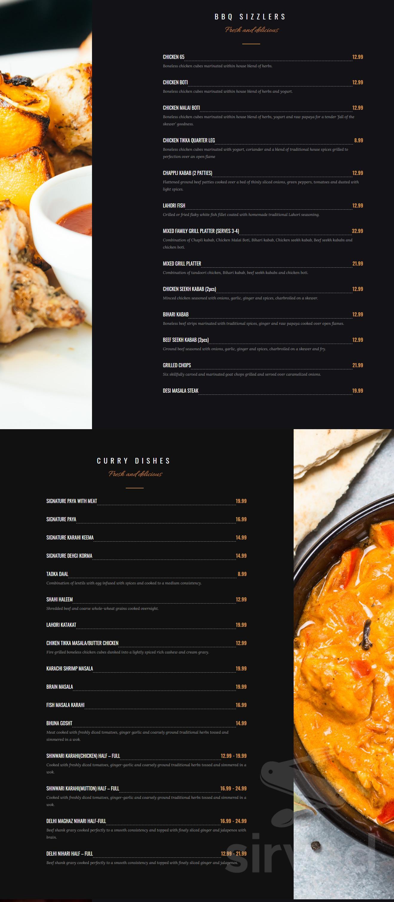 Menu - Plano TX's Signature Kabab & Grill | Sirved