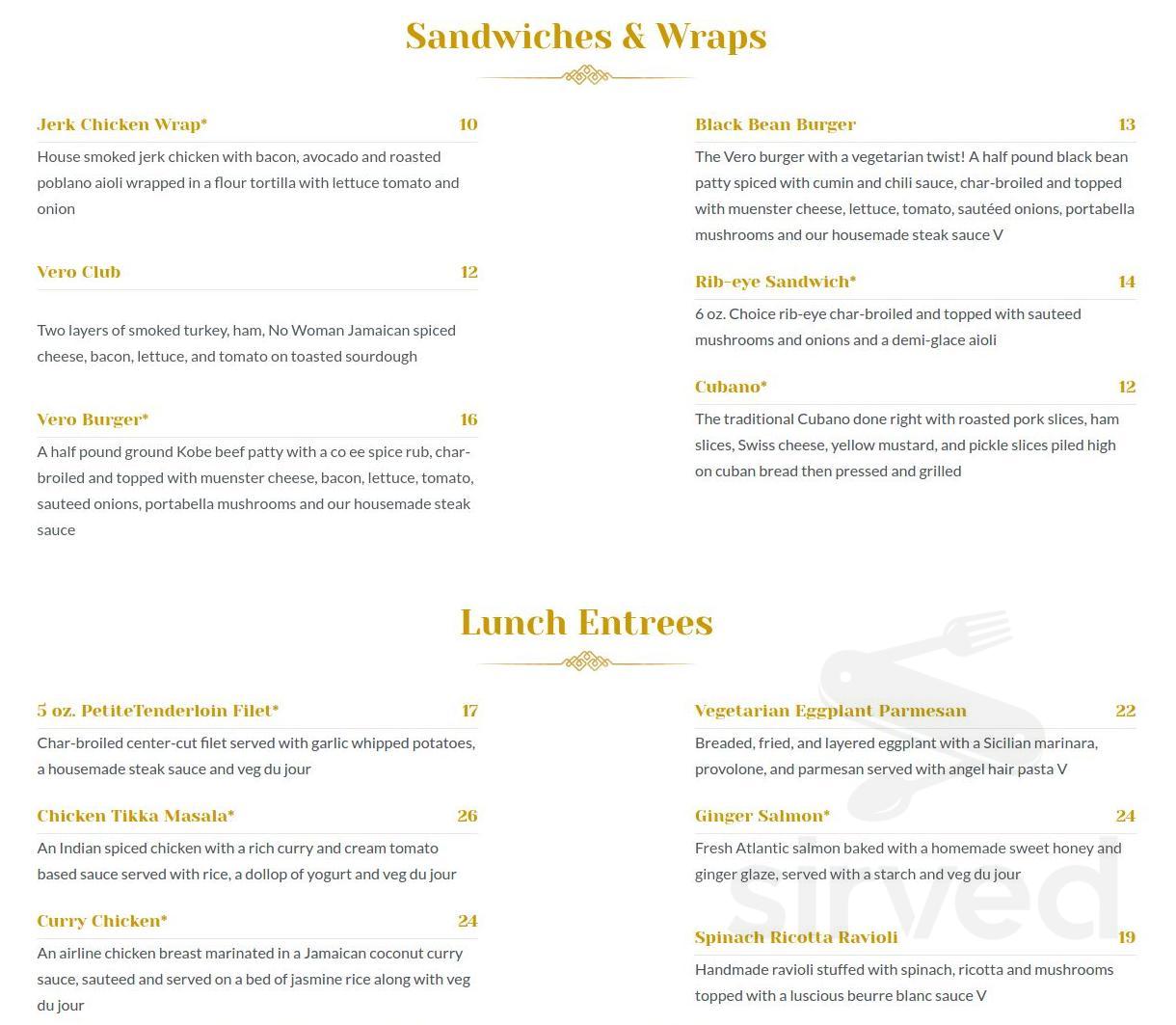 Menu - Racine WI's Vero International Cuisine | Sirved