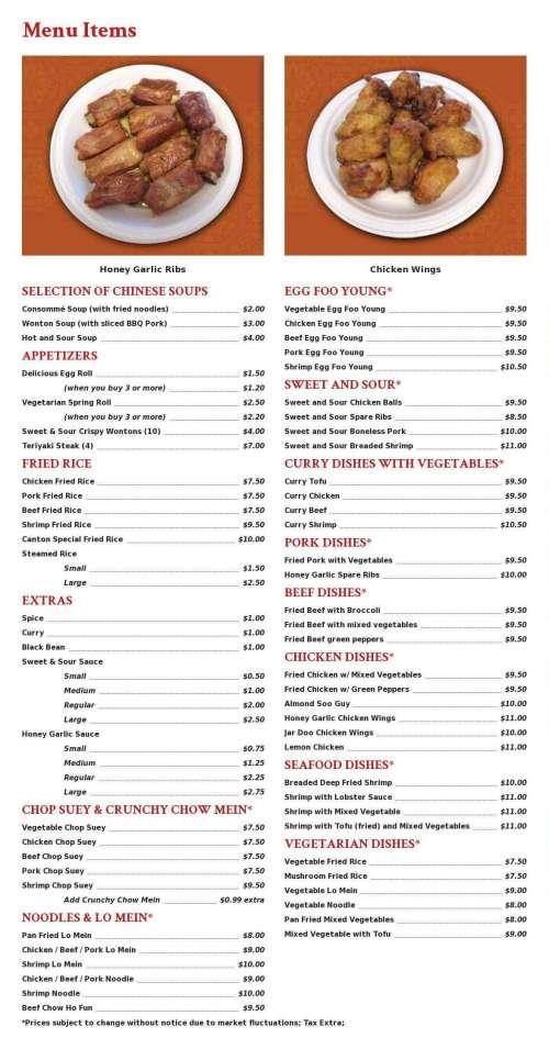 Good lucky 168 Chinese Restaurant menu in Greater Sudbury, Ontario, Canada