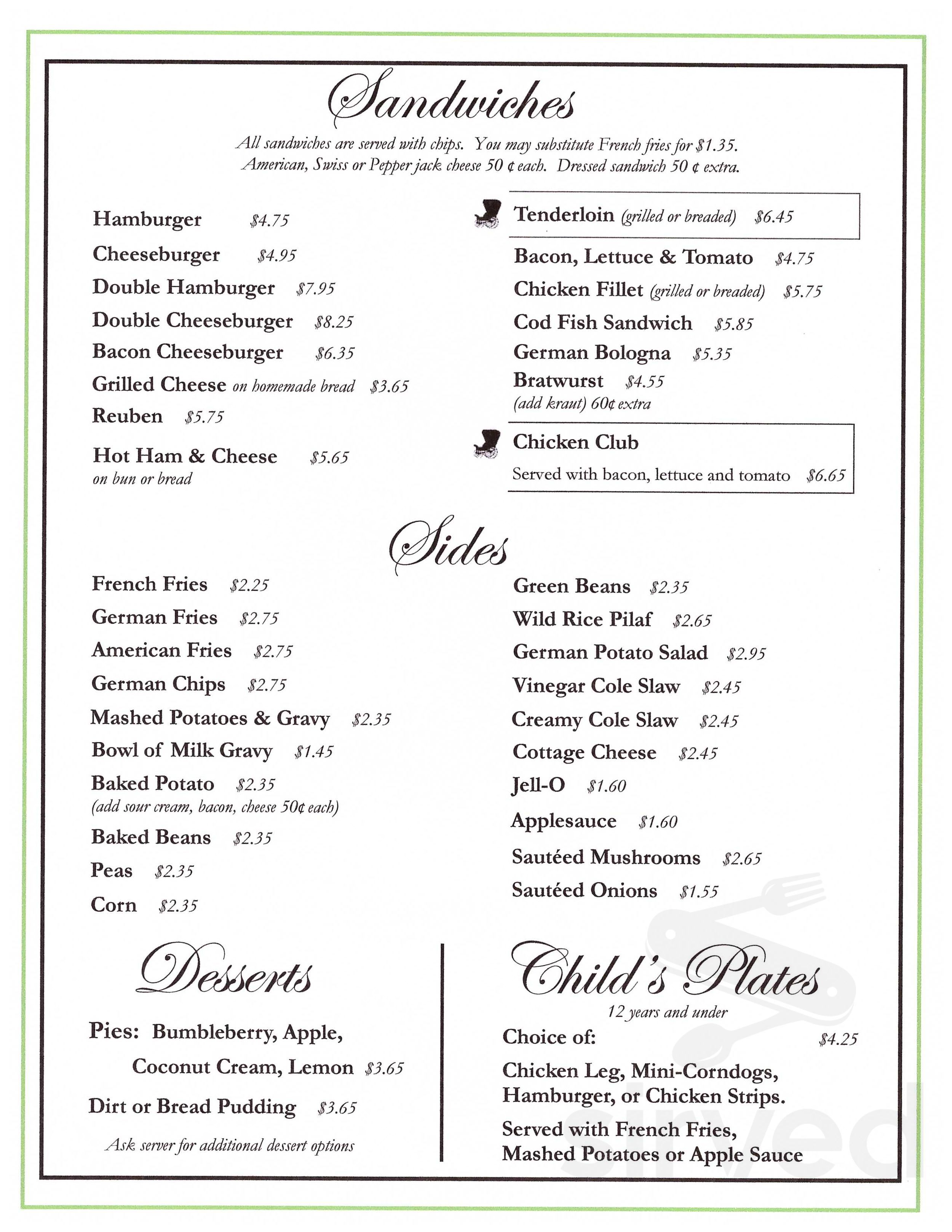 Carriage Inn menus in Haubstadt, Indiana, United States