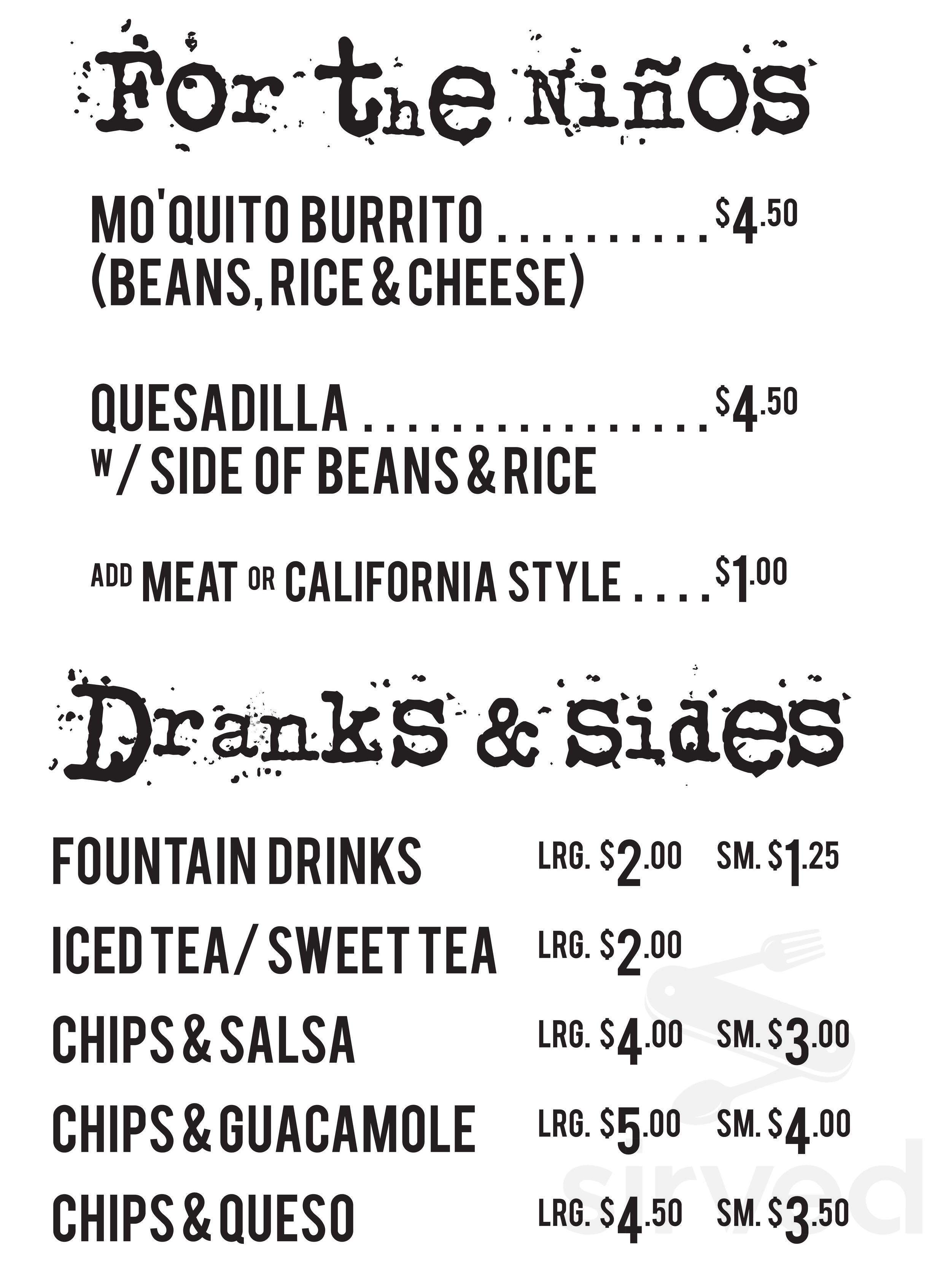 Mo Burrito menu in Salida, Colorado, USA