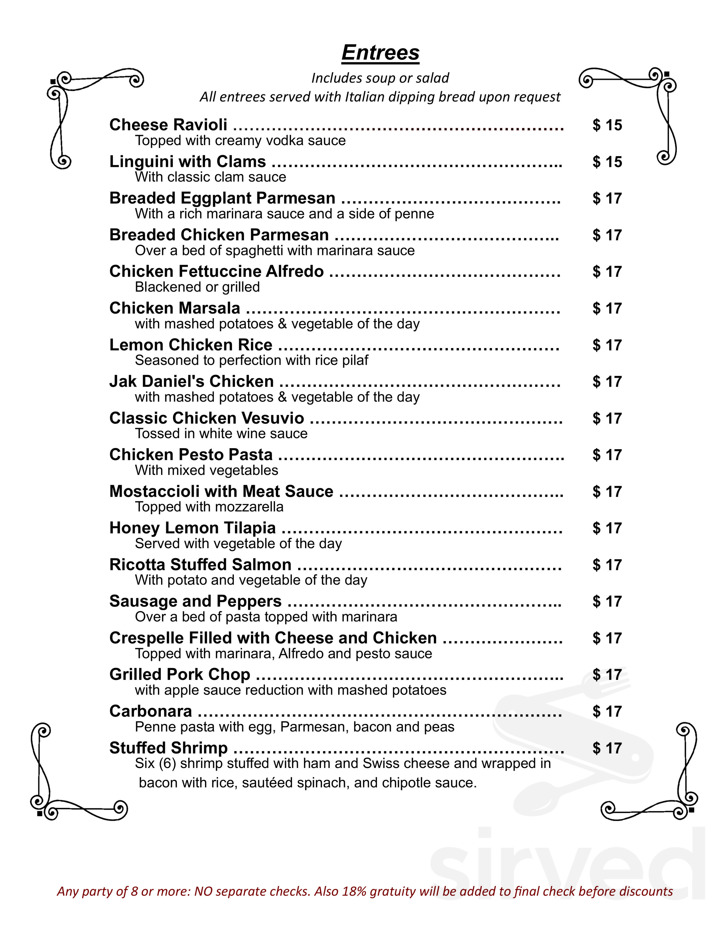 Tuscan Gardens Pub & Banquets menus in Glenwood, Illinois, United States