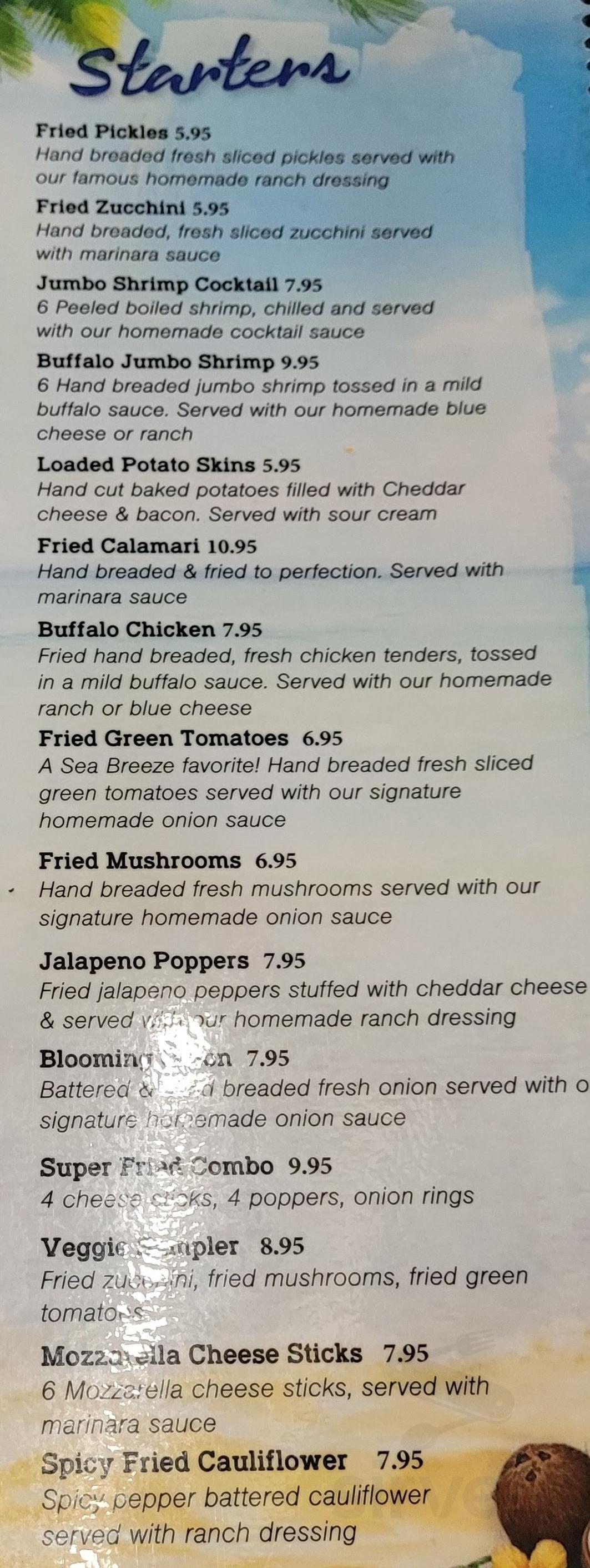 Seabreeze Seafood menu in Douglasville, Georgia, USA