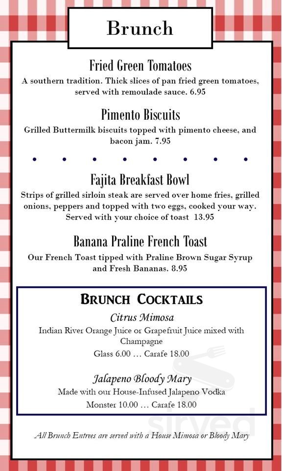 Marsh Landing Restaurant menu in Fellsmere, Florida, USA