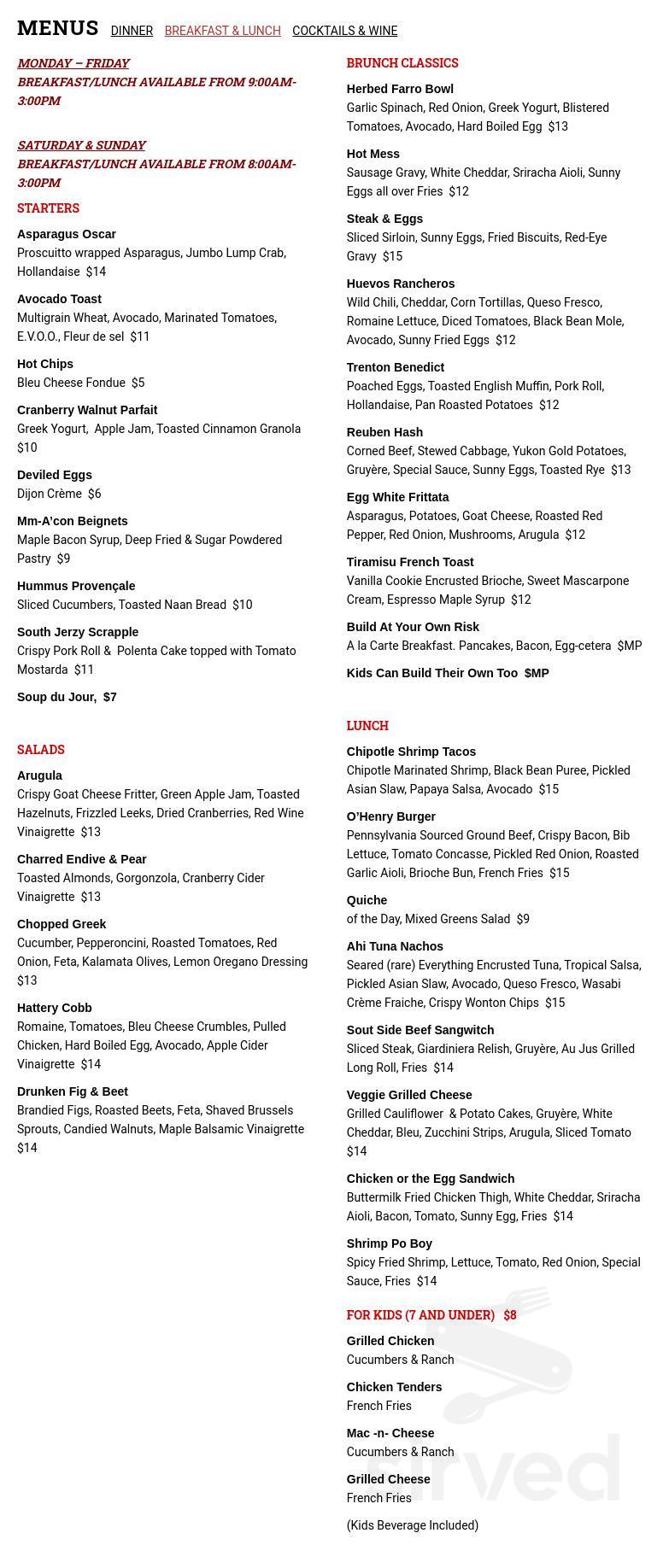 The Hattery Stove & Still Menu - Doylestown, Pennsylvania | Sirved