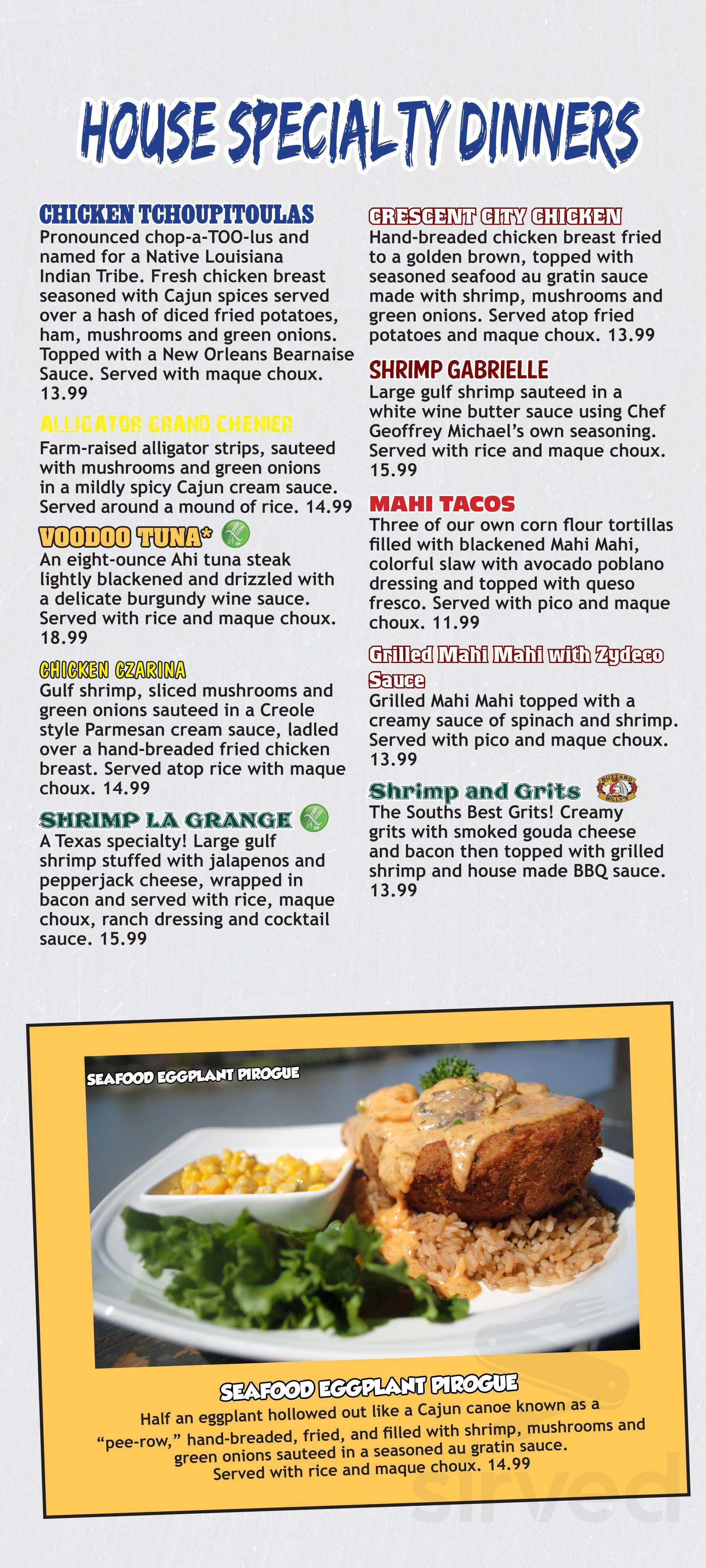 The Brazos Landing menu in Waco, Texas, USA