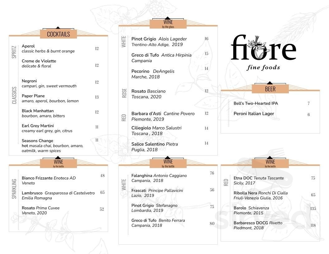 Menu - Philadelphia PA's Fiore Fine Foods | Sirved