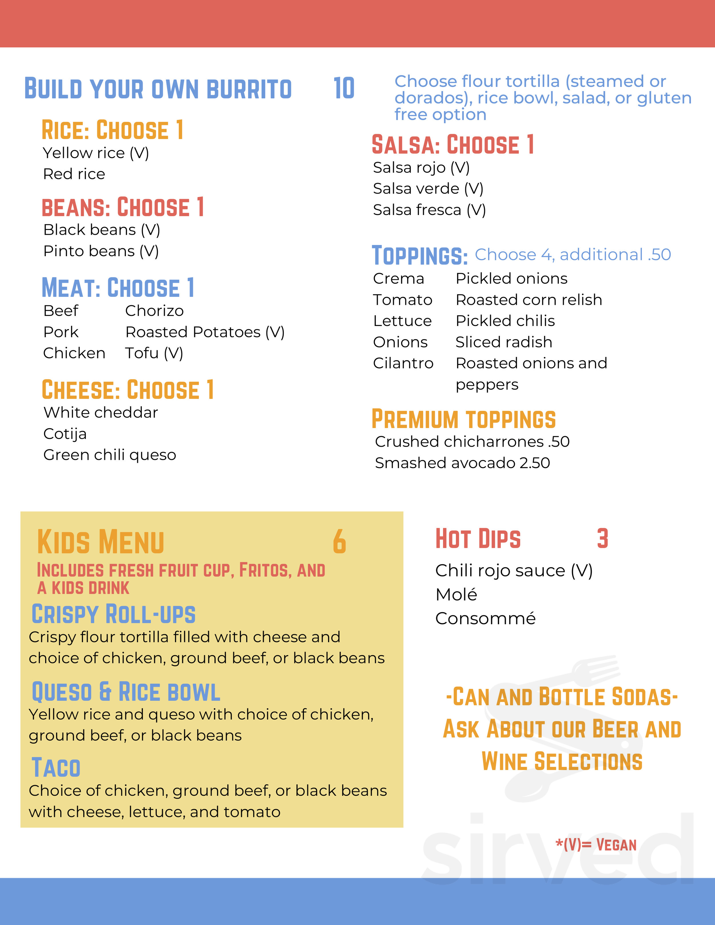 Boca Grande Burritos menu in Columbia, South Carolina, USA