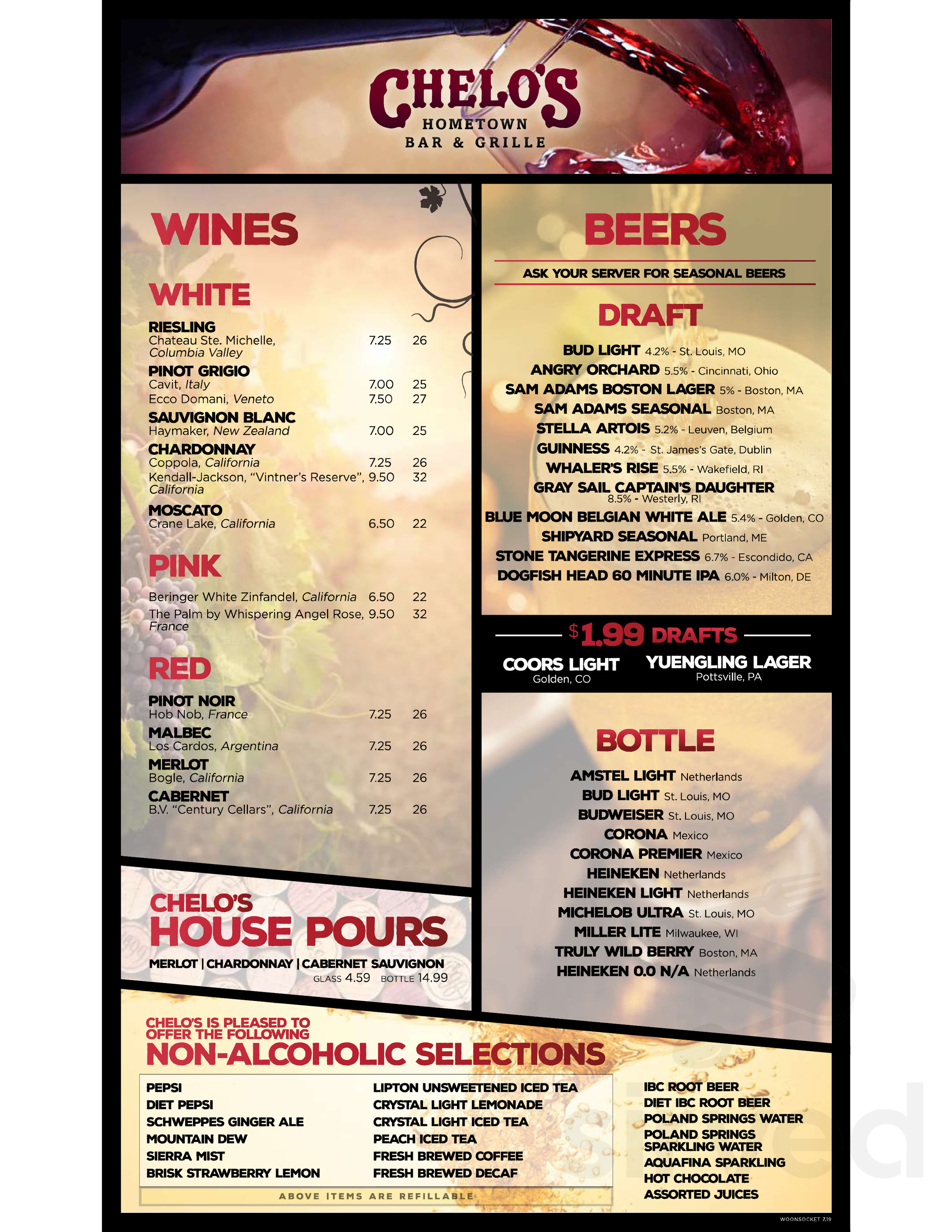 Menu for Chelo's Hometown Bar & Grille in Providence, RI | Sirved