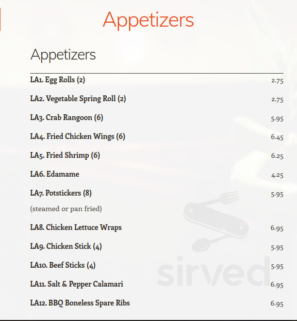 Happy Family Chinese Food And Sushi Bar menu in Cumming, Georgia, USA