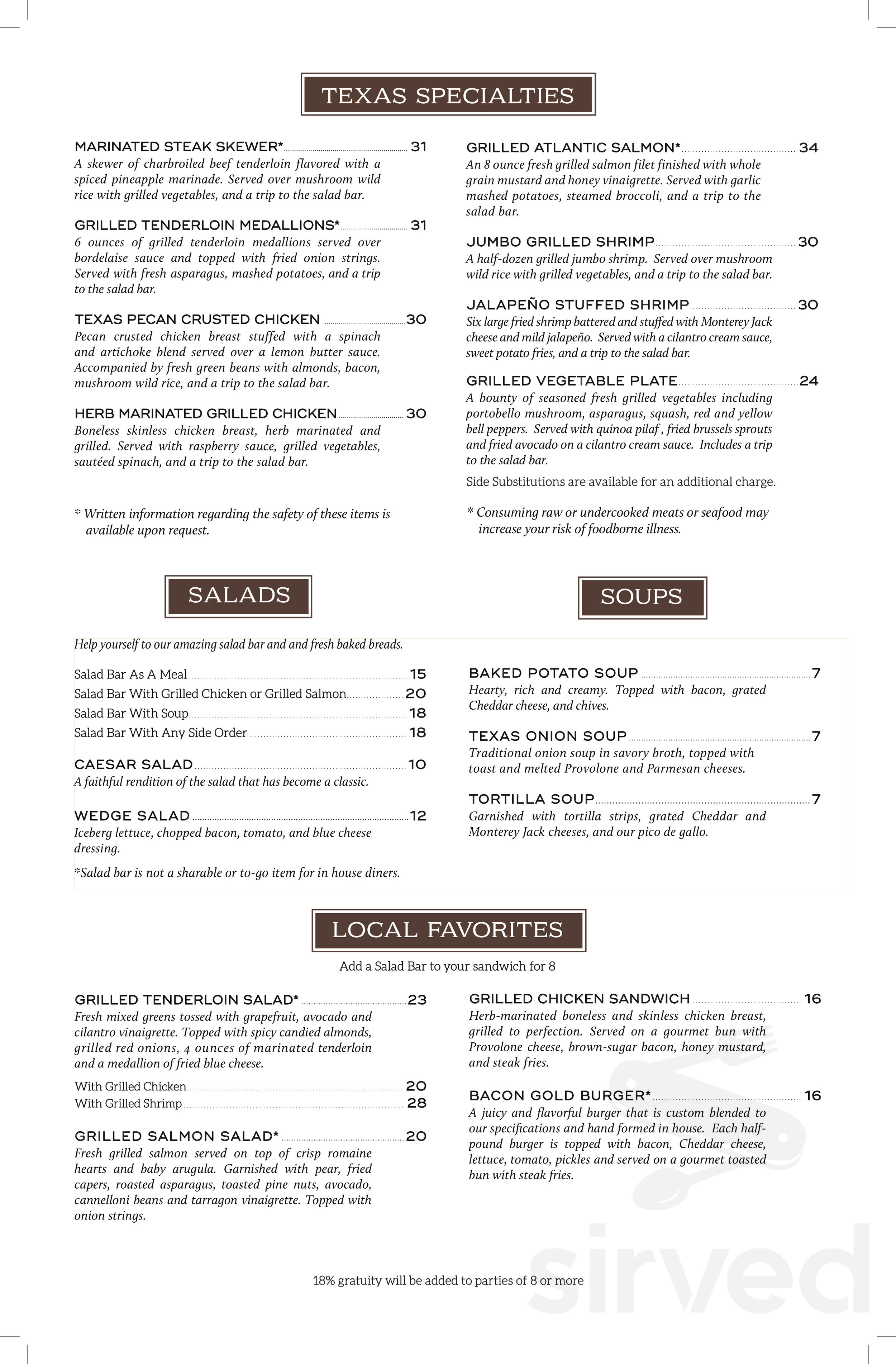 Menu - Houston TX's Taste of Texas Restaurant | Sirved