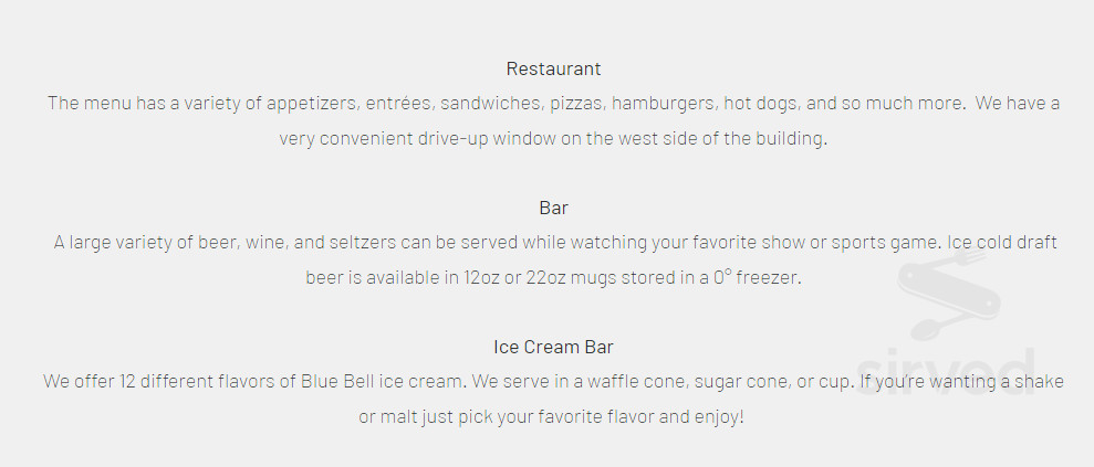 Dust Bowl Bar and Grill menu in Dalhart, Texas, USA