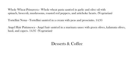 Menu for Villa Palma Ristorante in Indialantic, FL | Sirved