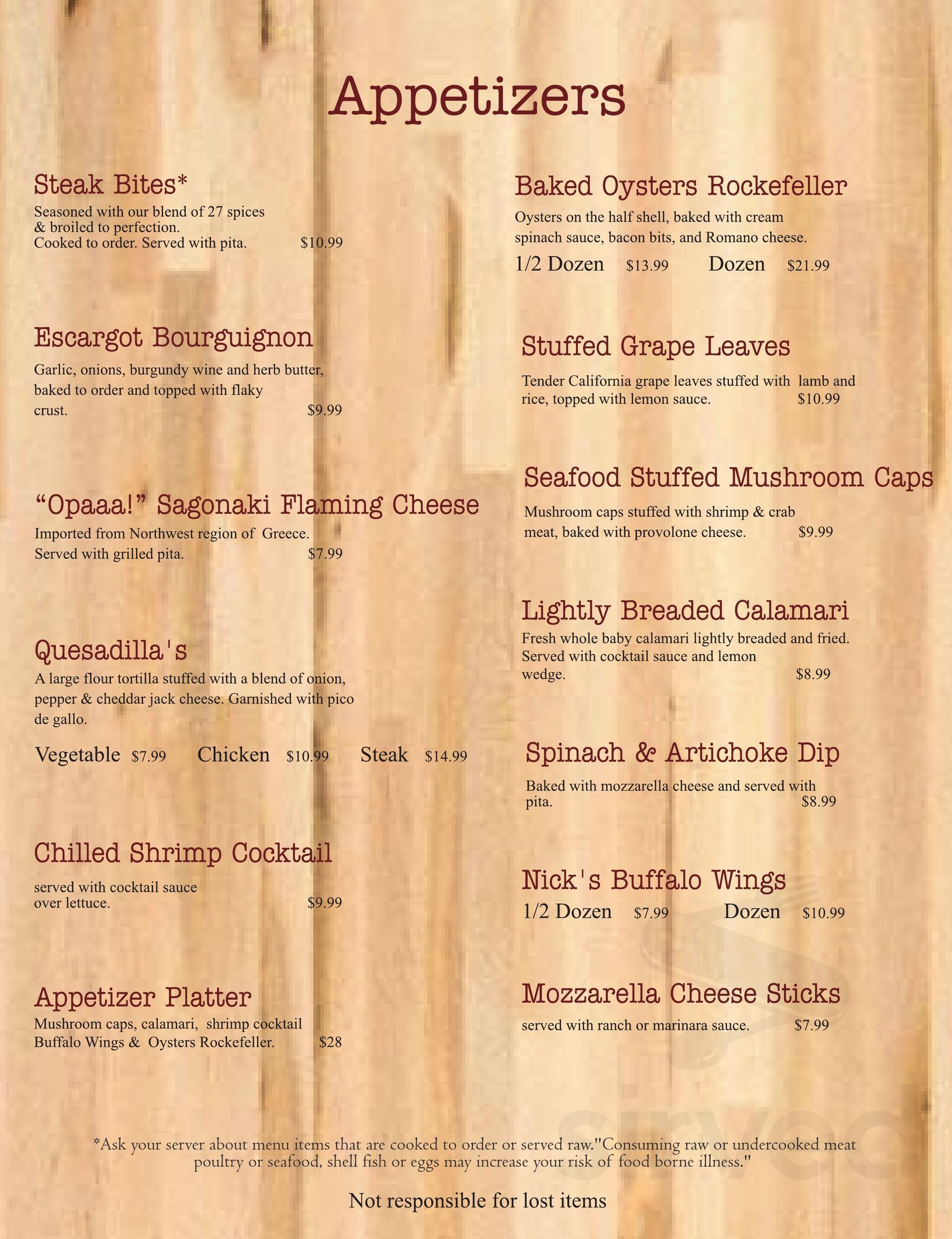 Menu for Steakhouse 22 in Shelby Township, MI | Sirved