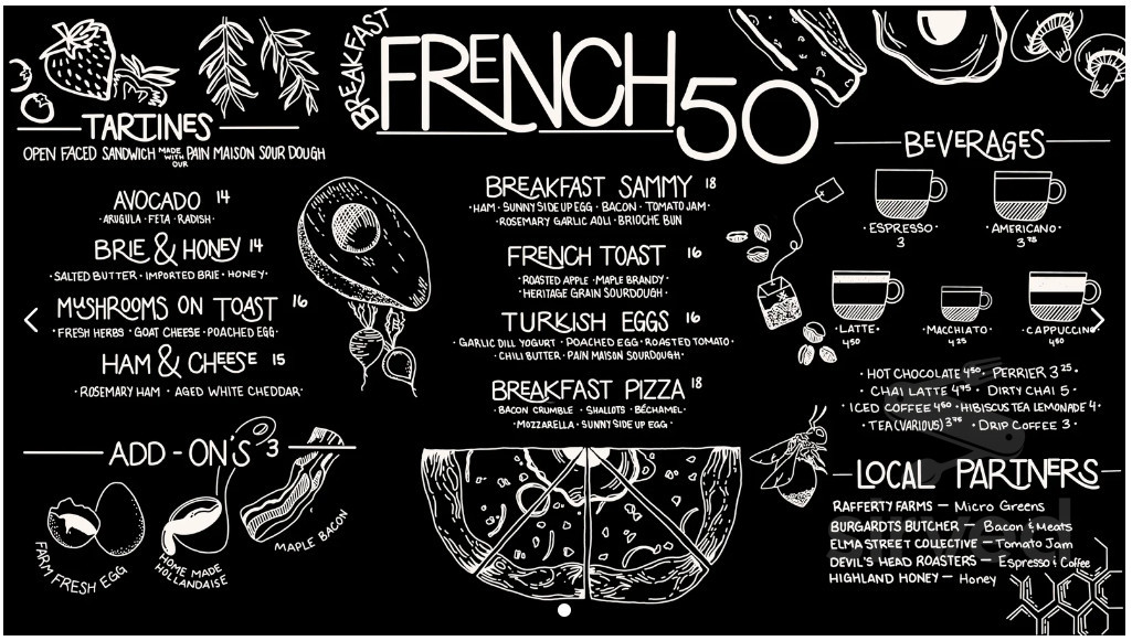 Menu for French 50 Bakery in Okotoks, AB | Sirved