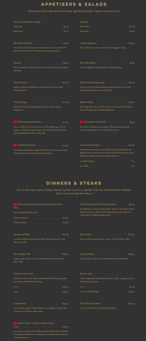 Pitch's Lounge & Restaurant menu in Milwaukee, Wisconsin, USA