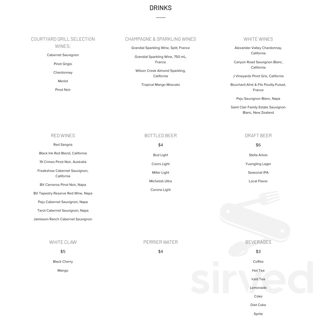 The Courtyard Grill menu in New Smyrna Beach, Florida, USA