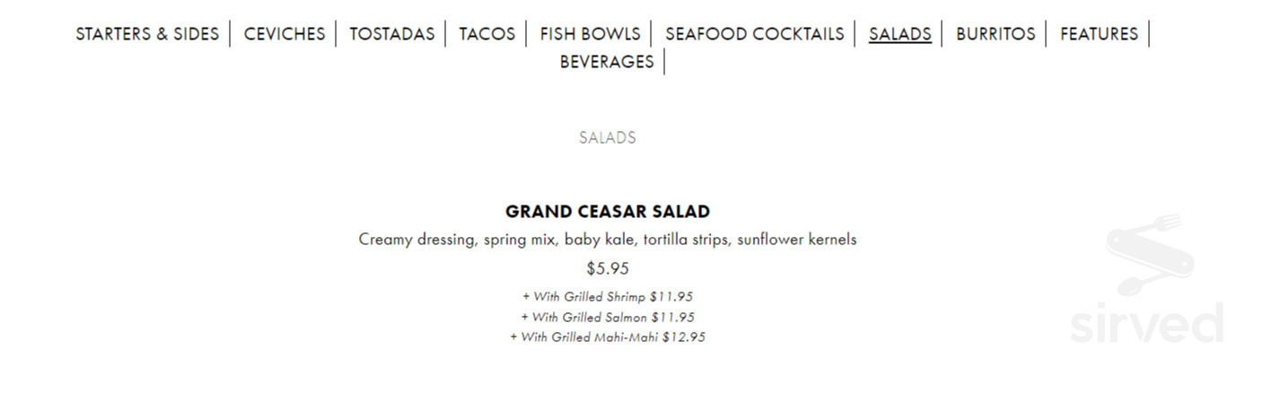 Grand Fish Tacos & Ceviche menus in Gardena, California, United States