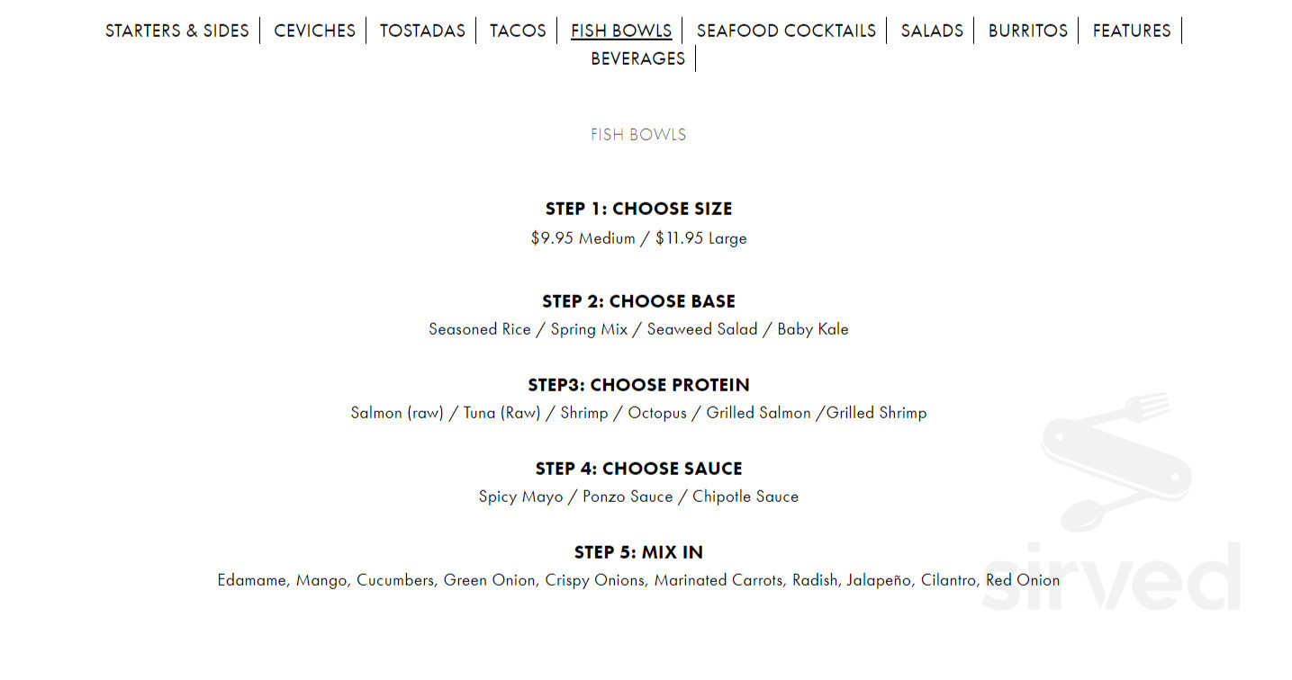 Grand Fish Tacos & Ceviche menus in Gardena, California, United States